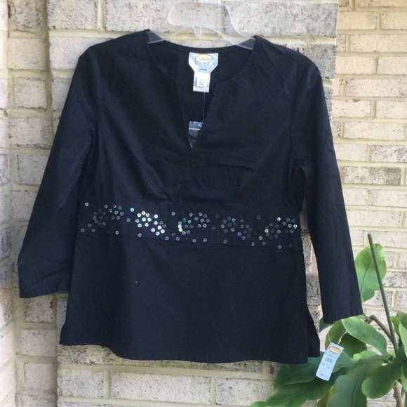 Talbots | Tops | Talbots Black Sequin Waist Line Top | Poshmark
